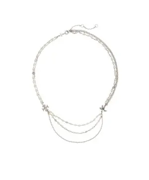 Tory Burch Moondance Multi Strand Pearl Necklace - Silver / Pearl / Crystal