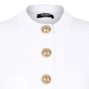 Balmain Ribbed Buttoned Short-sleeve Top