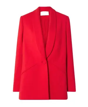 Carolina Herrera Wool Blend Slim Fit Shawl Collar Suit Jacket - Red
