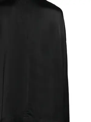 TOTEME Boxy Satin Top With Round Neck And Long Sleeves - Black