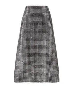 Fendi Checked Tweed Midi Skirt