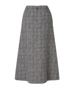 Fendi Checked Tweed Midi Skirt - Gray