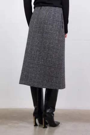 Fendi Checked Tweed Midi Skirt