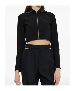 JIL SANDER Cropped Zip Jacket - Black