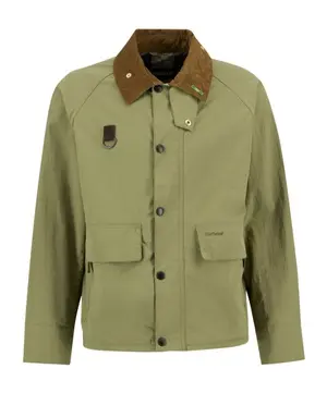 Barbour Icons Spey Jacket With Cord Collar And Embroidered Detail - Bleached Olive