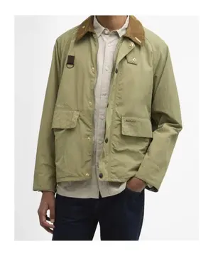 Barbour Icons Spey Jacket With Cord Collar And Embroidered Detail - Bleached Olive