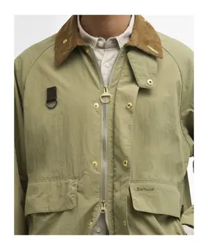 Barbour Icons Spey Jacket With Cord Collar And Embroidered Detail - Bleached Olive