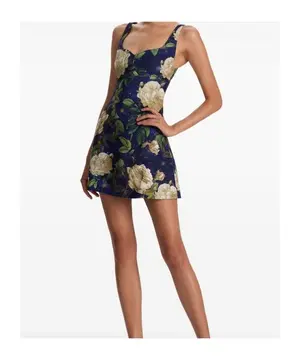 ALICEOLIVIA Printed Sweetheart Neckline A-line Mini Dress