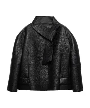 Prada Bonded Nappa Leather Jacket With Shawl Collar