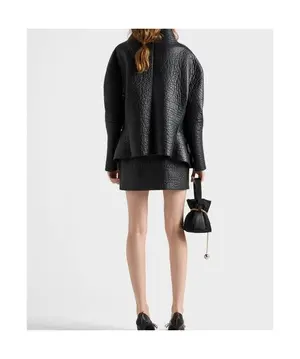 Prada Bonded Nappa Leather Jacket With Shawl Collar