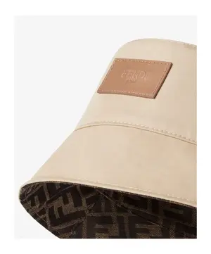 Fendi Logo Patch Bucket Hat - Beige