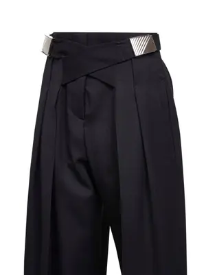 Attico Pleated Trousers With Buckled Waistband
