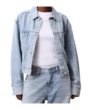 Calvin Klein Monogram Logo Cropped Denim Jacket