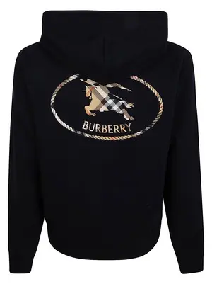 Burberry Zip-up Hoodie With Equestrian Knight Embroidery - Black