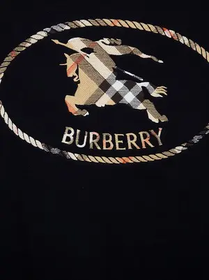 Burberry Zip-up Hoodie With Equestrian Knight Embroidery - Black