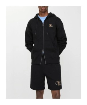 Burberry Zip-up Hoodie With Equestrian Knight Embroidery - Black