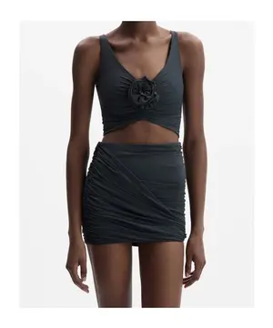 Magda Butrym Ruched Flower Swim Top