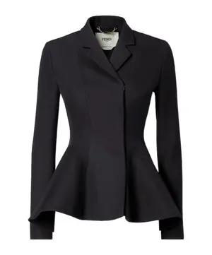 Fendi Grain De Poudre Wool Peplum Blazer