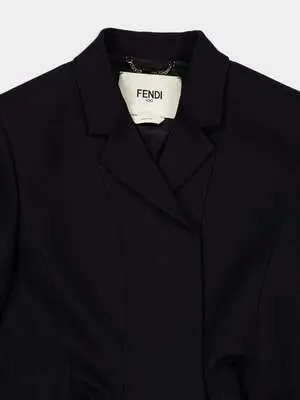 Fendi Grain De Poudre Wool Peplum Blazer