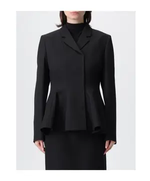 Fendi Grain De Poudre Wool Peplum Blazer