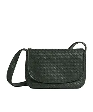 Bottega Veneta Intrecciato Nappa Leather Messenger Bag - Dark Green