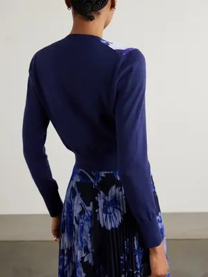 Erdem Cropped Merino Wool Cardigan - Indigo