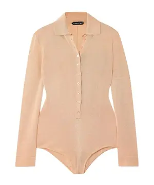 TOM FORD Long-sleeved Knitted Bodysuit With Spread Collar