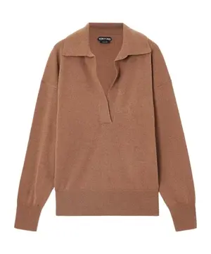 TOM FORD Tom Ford Polo Collar Cashmere Sweater Brown