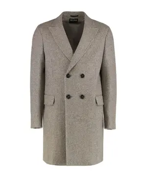 Zegna Double Breasted Long Sleeve Coat