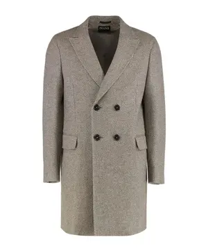Zegna Double Breasted Long Sleeve Coat - No