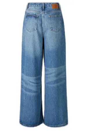 GANNI Faded Effect Wide Leg Jeans