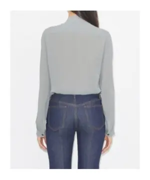 Tory Burch Georgette Bow Blouse - Grey