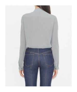 Tory Burch Georgette Bow Blouse - Grey