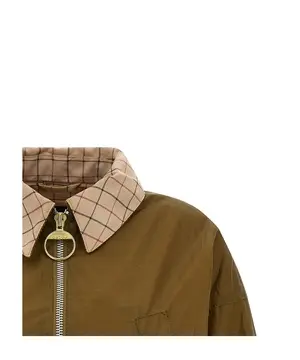 Barbour Launton Zip-up Jacket With Plaid Accents - Brown