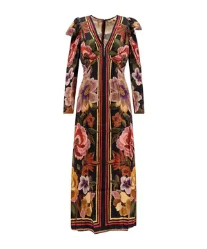 Farm Rio V-neck Puff Sleeve Maxi Dress