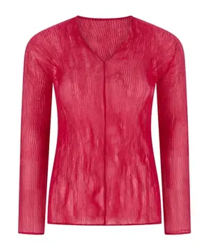 Issey Miyake Chiffon Twist 1 Long Sleeve Top - Fuchsia