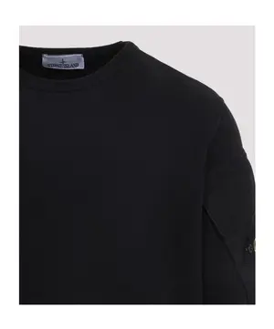 Stone Island Logo Patch Crewneck Sweatshirt - Black