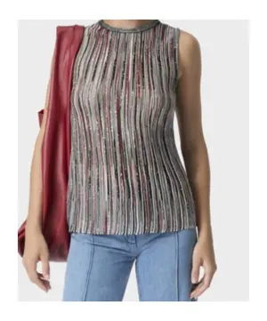 Missoni Sleeveless Sequined Striped Top - Gray