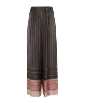 ALYSI Wide-leg Striped Trousers - Black