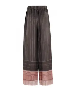 ALYSI Wide-leg Striped Trousers - Black