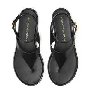 STUART WEITZMAN Marley Flat Thong Sandal With Adjustable Ankle Strap - Black