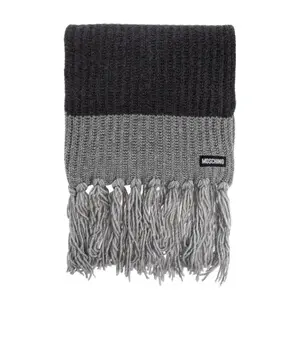 Moschino Label Fringed Scarf - Gray
