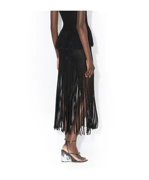 Alaïa Fringe Column Knitted Skirt