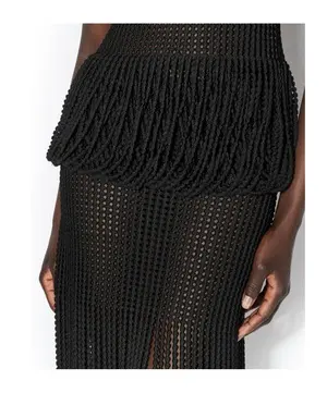 Alaïa Fringe Column Knitted Skirt