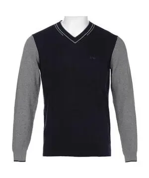 Emporio Armani Logo V-neck Pullover - Black