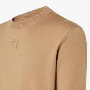 Fendi Long Sleeved Crewneck Knitted Sweater With Embossed Ff Logo