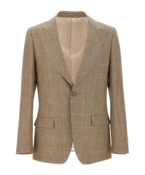 LARDINI Plaid Check Blazer Jacket - Brown