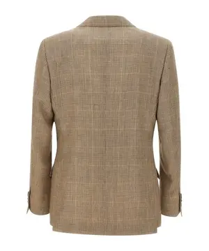 LARDINI Plaid Check Blazer Jacket - Brown