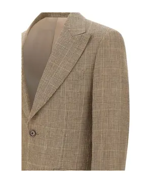 LARDINI Plaid Check Blazer Jacket - Brown