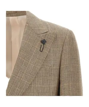 LARDINI Plaid Check Blazer Jacket - Brown